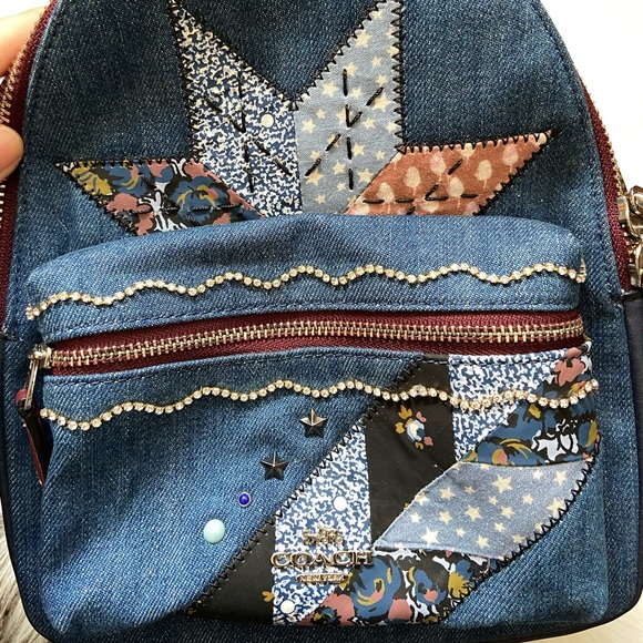 Coach | Bags | Coach Denim Leather Small Blue Cute Backpack | Poshmark